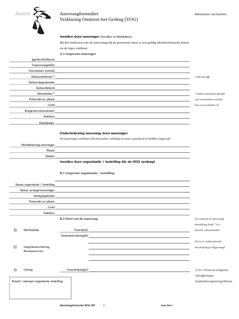 Aanvraagformulier Vog | PDF