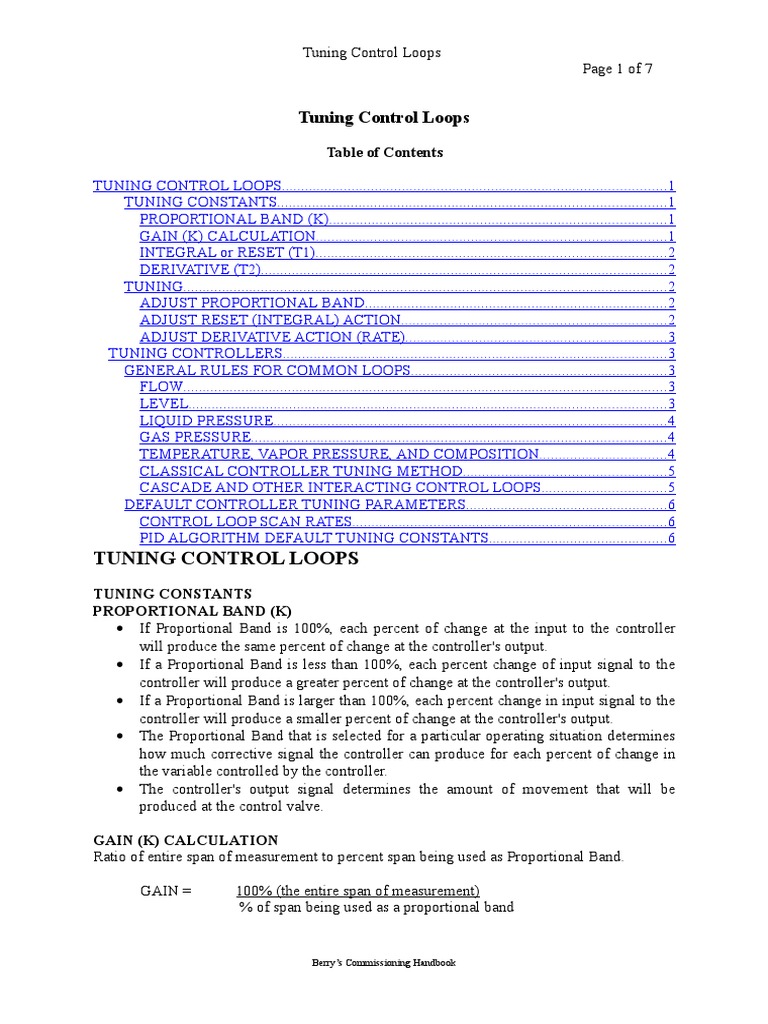 Handbook Tuning Control Loops | PDF