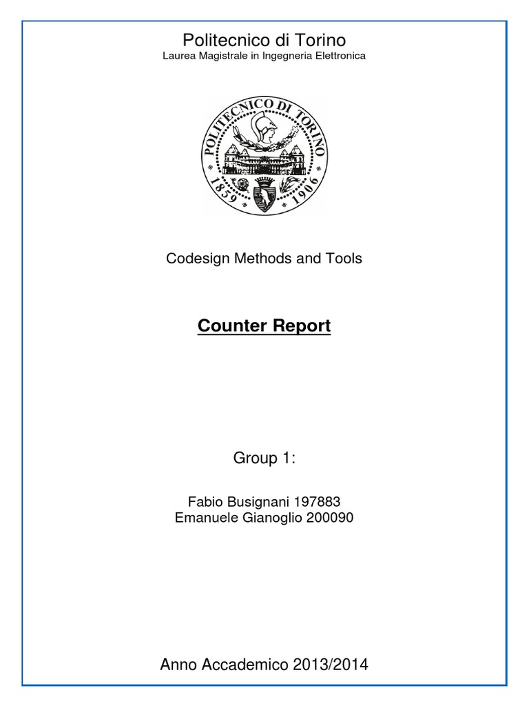 Politecnico Di Torino: Counter Report | PDF | Areas Of Computer Science ...