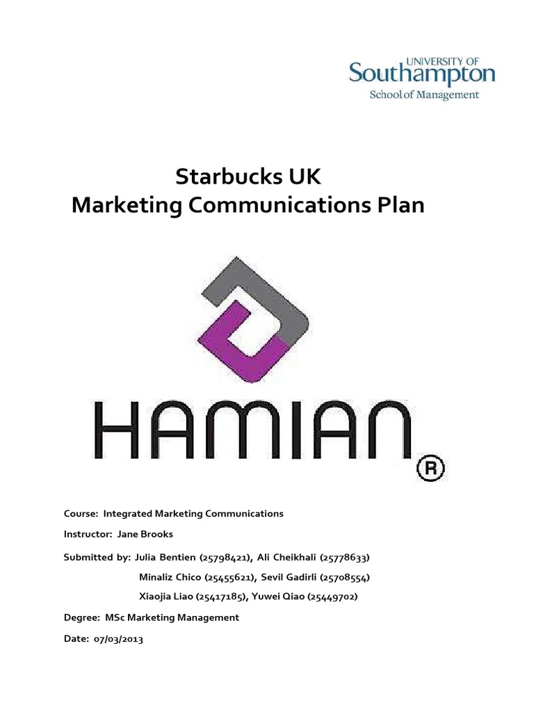 Starbucks Communication Marketing Plan | PDF | Starbucks | Marketing ...