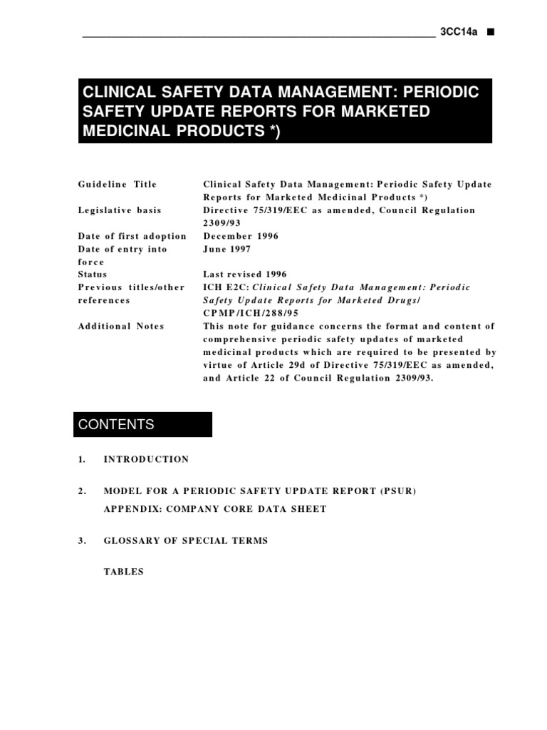 Clinical Safety Data Management Periodic Safety Update | PDF ...