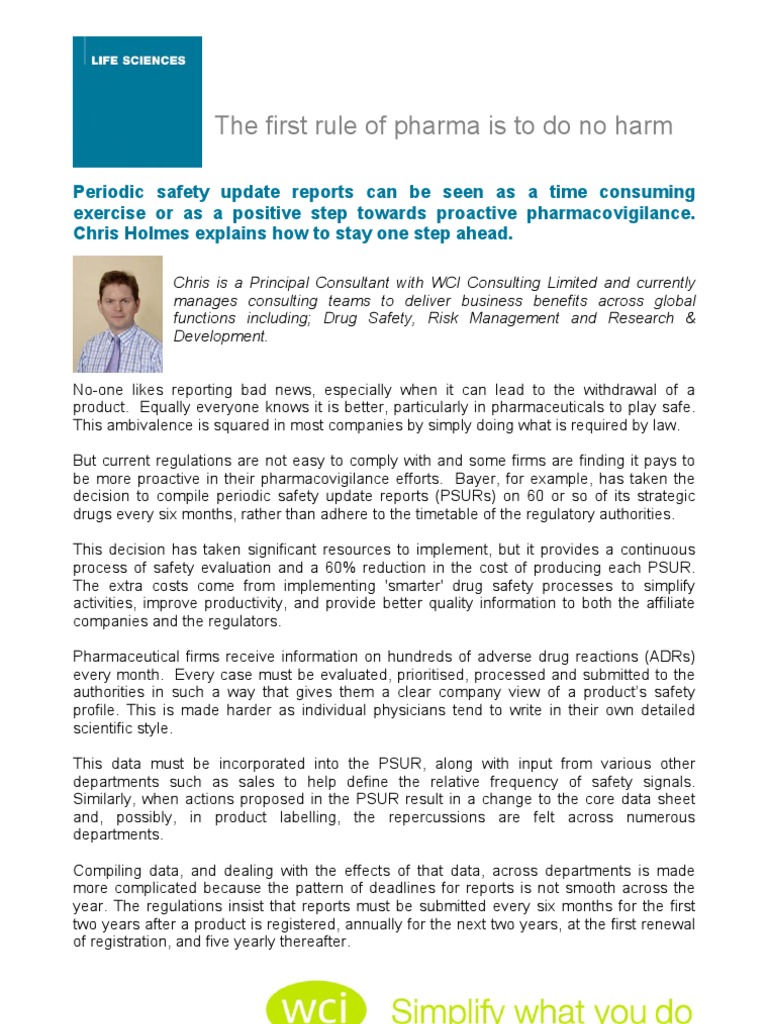 Periodic Safety Update Reports Can Be Seen As A Time Consuming | PDF ...