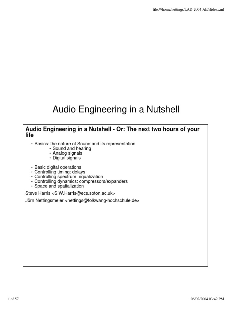 Audio Engineering | PDF
