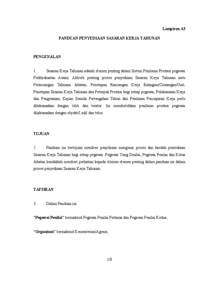 Panduan Penyediaan Sasaran Kerja Tahunan | PDF | Bisnis