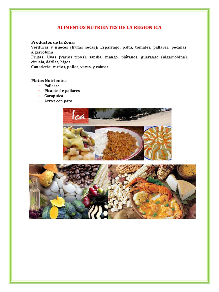 Alimentos Nutrientes de La Region Ica