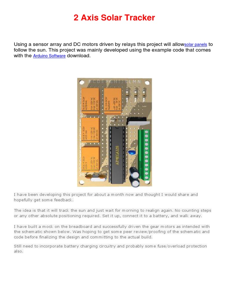 2 Axis Solar Tracker | PDF | Electrical Engineering | Computer Engineering