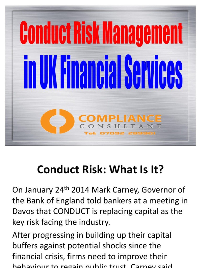 Conduct Risk Management Essentials | PDF | Risk | Governance