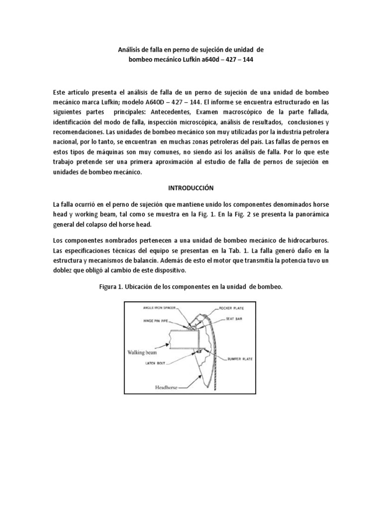 Falla en Perno de Bomba Lufkin A640D | PDF | Falla (geología) | Bomba