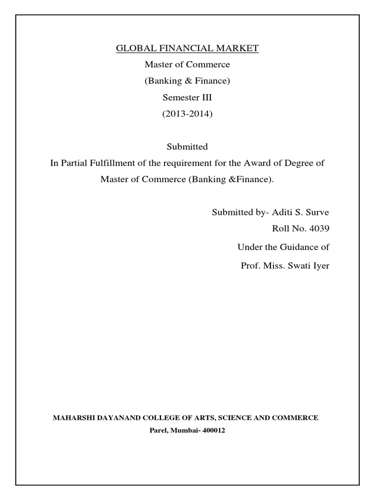 Global Financial Market Format | PDF | Financial Markets | Global ...