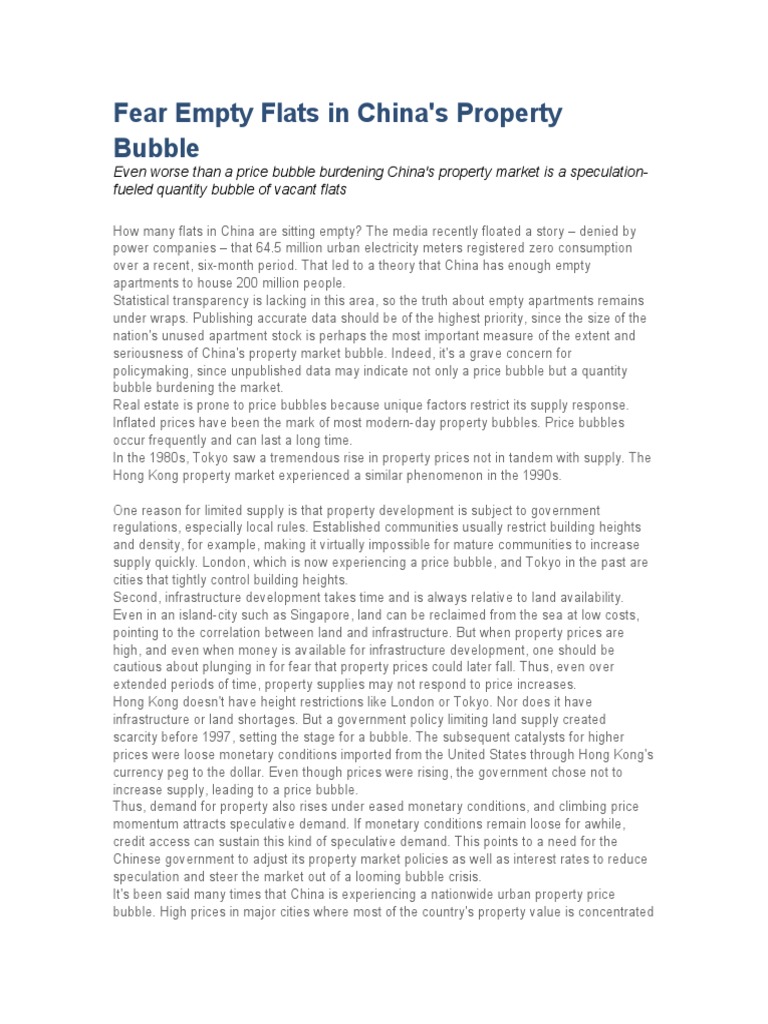 China's Empty Flats and Property Bubble | PDF | Real Estate Bubble ...