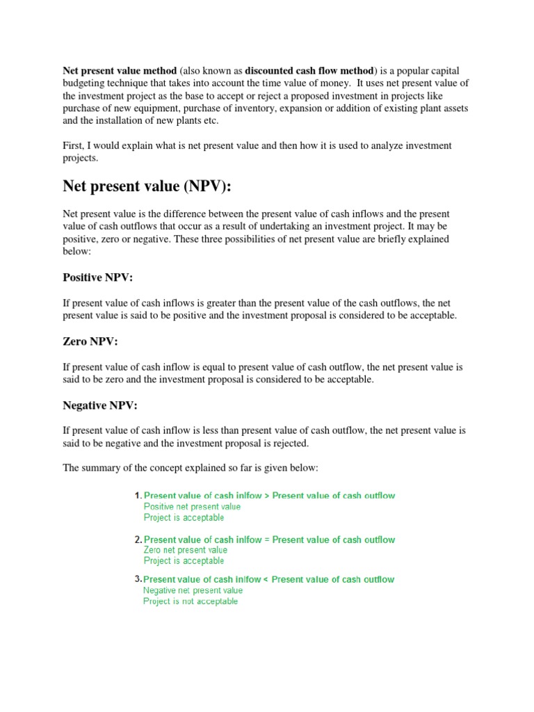 Net Present Value Method | PDF | Net Present Value | Present Value