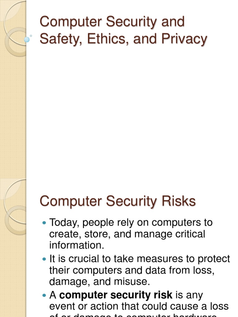 Computer Security and Safety, Ethics, and Privacy | PDF | Computer ...