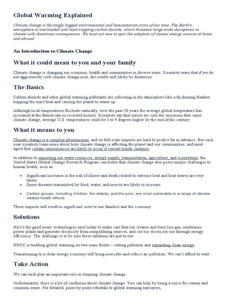 Global Warming Explained: An Introduction To Climate Change | PDF ...