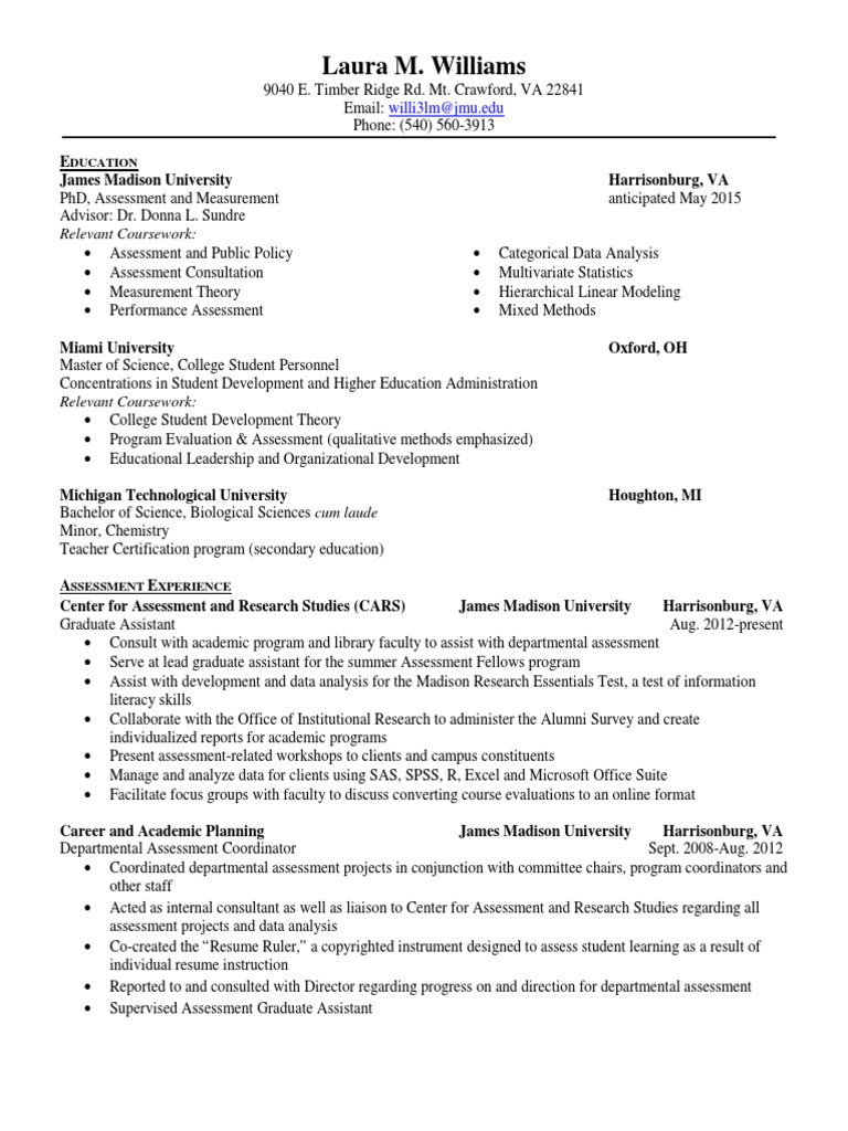 Williams CV 2014 | PDF | Educational Assessment | Graduate School