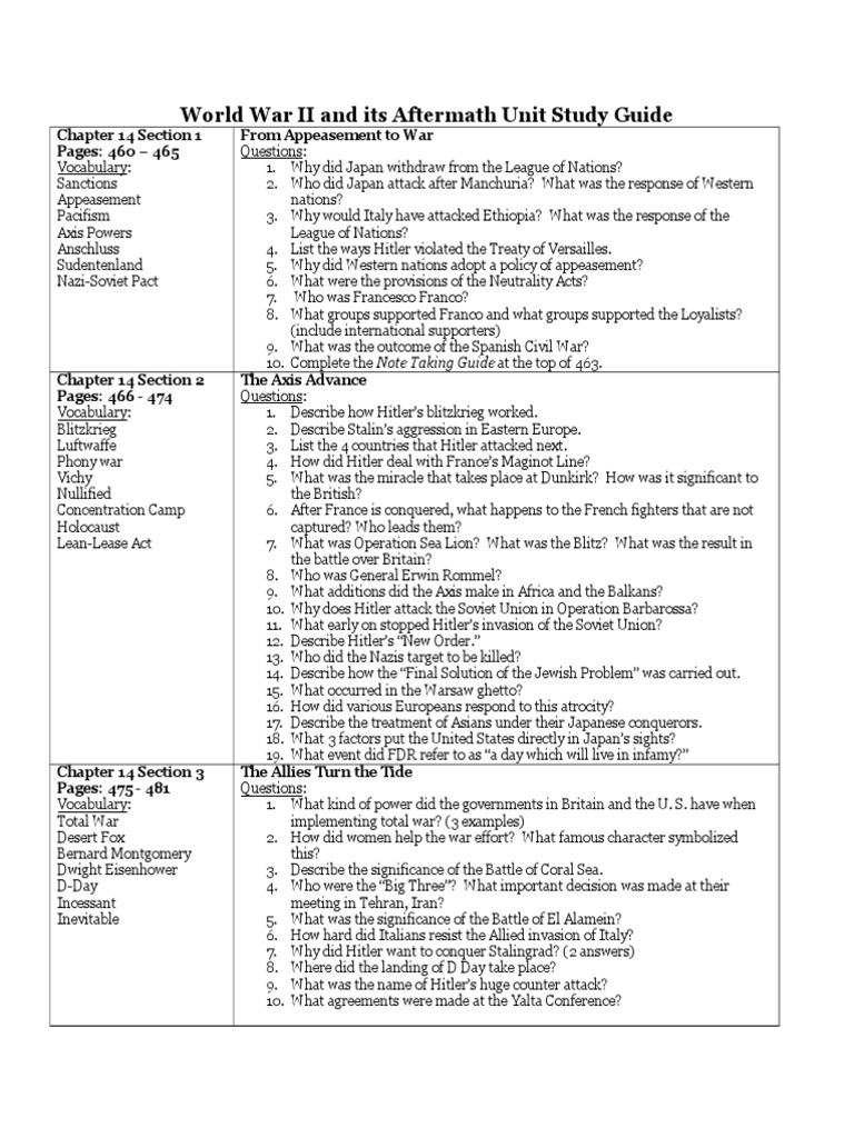 Wwiistudyguidestu | PDF | Politics Of World War II | Global Politics