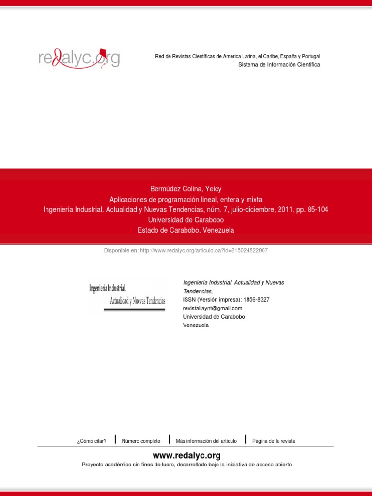 Aplicaciones de Programación Lineal, Entera y Mixta | PDF | La ...