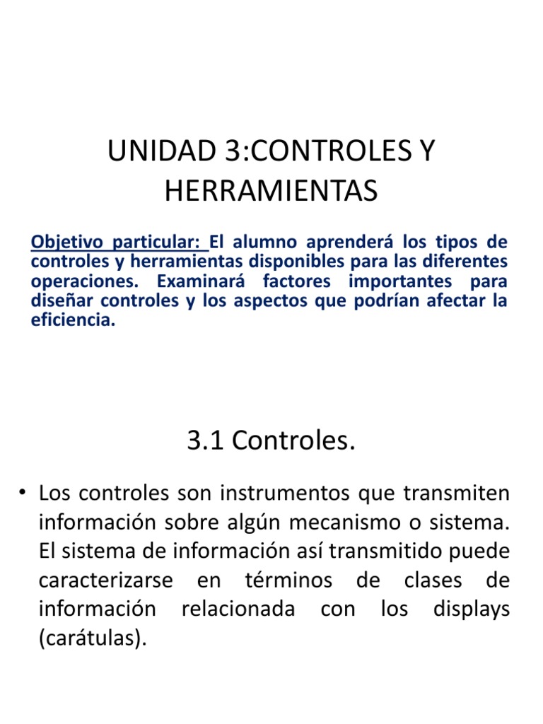 Unidad 3 Controles y Herramientas | Descargar gratis PDF | Factores ...