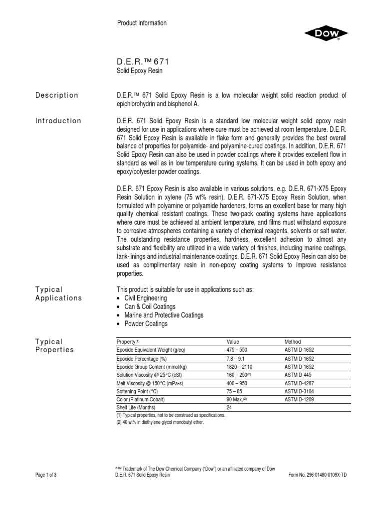 Der 671 Solid Epoxy | PDF | Epoxy | Chemistry