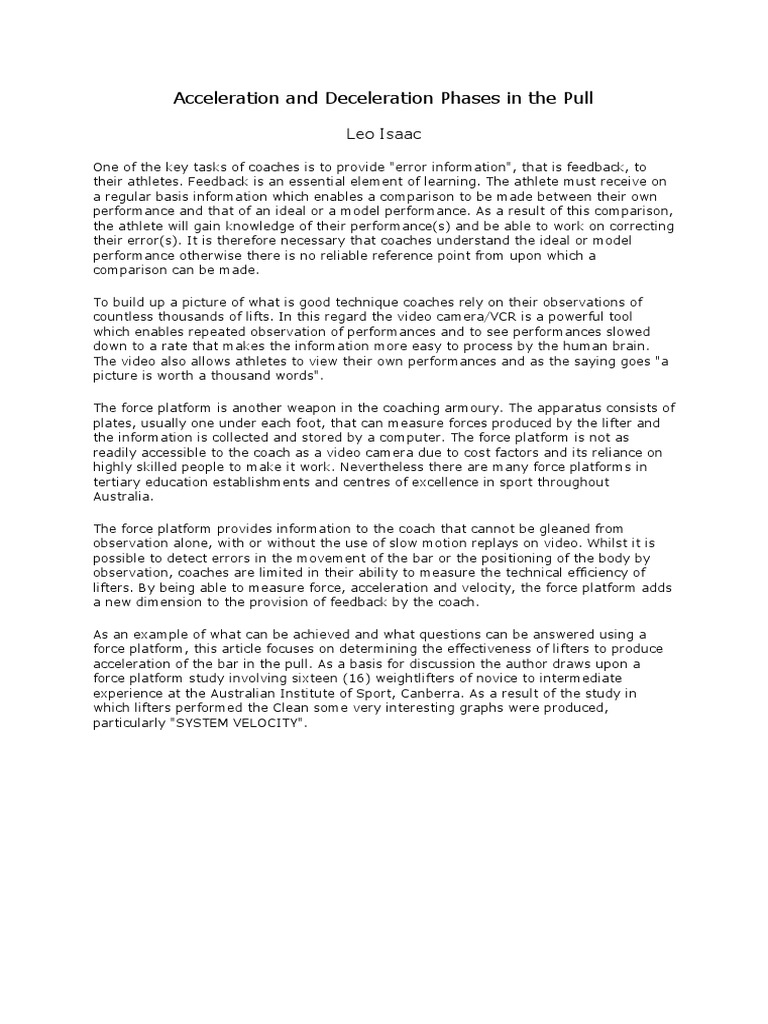 Acceleration and Deceleration Phases in The Pull | PDF