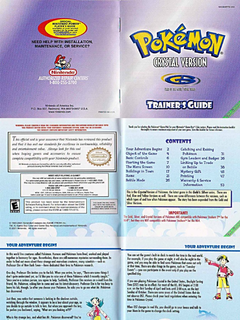 Pokemon Crystal Instruction Manual | PDF
