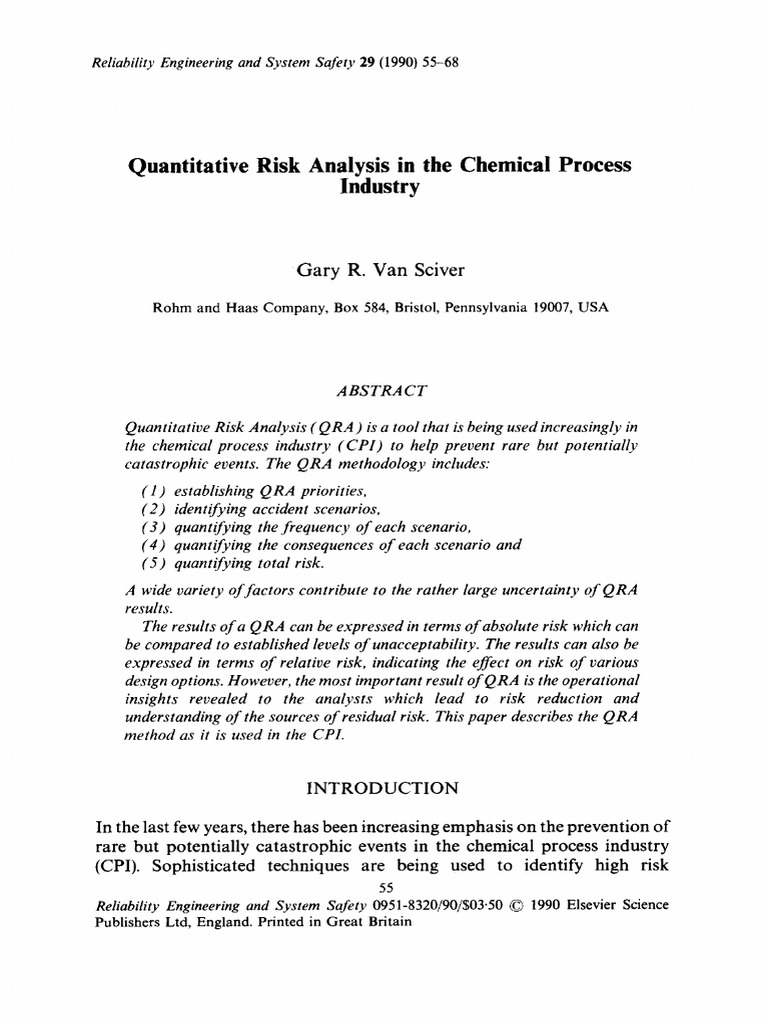Quantitative Risk Analysis in The Chemical Process Industry | PDF | Risk | Reliability Engineering