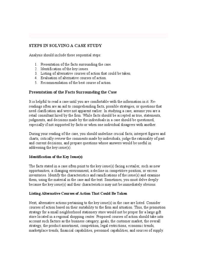 Steps in Solving A Case Study: Identification of The Key Issue(s) | PDF ...