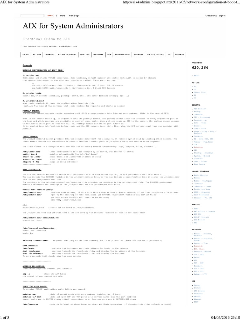 AIX For System Administrators - Commands | PDF | Port (Computer Networking) | Transmission ...