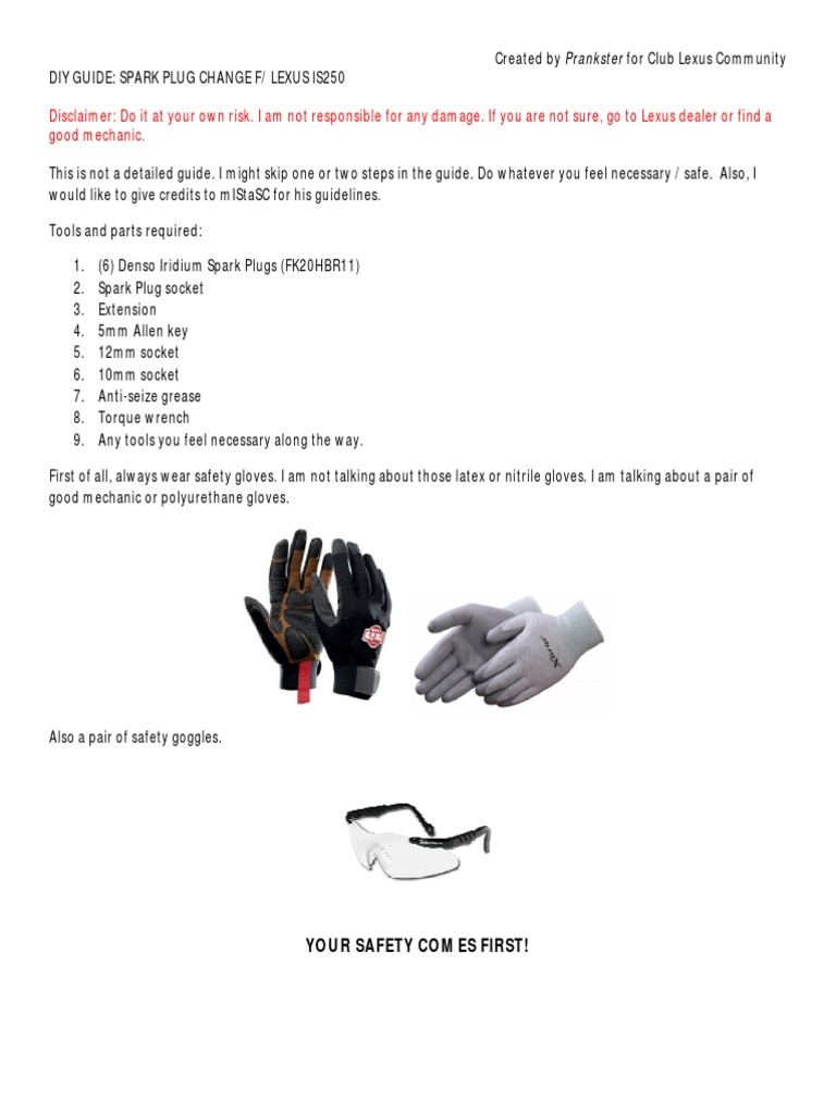 Lexus IS250 Spark Plug Change Guide | PDF | Electrical Connector ...