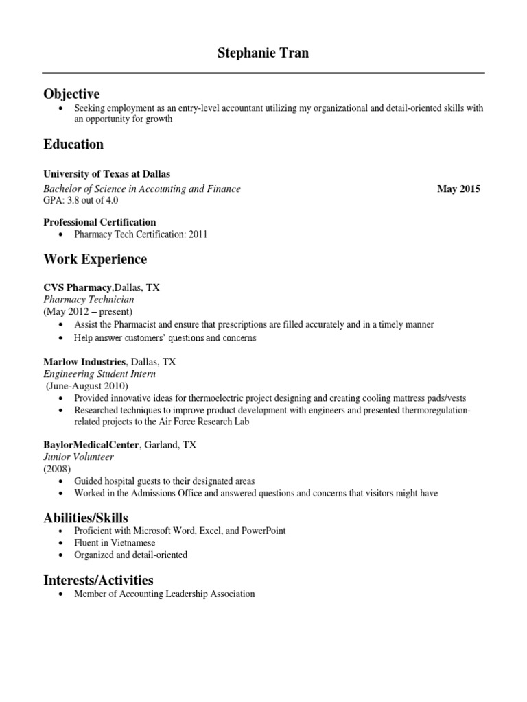 Stephanie Ts Resume For Pop | PDF