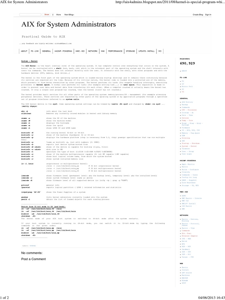 AIX For System Administrators - Kernel | PDF | Kernel (Operating System) | Shell (Computing)