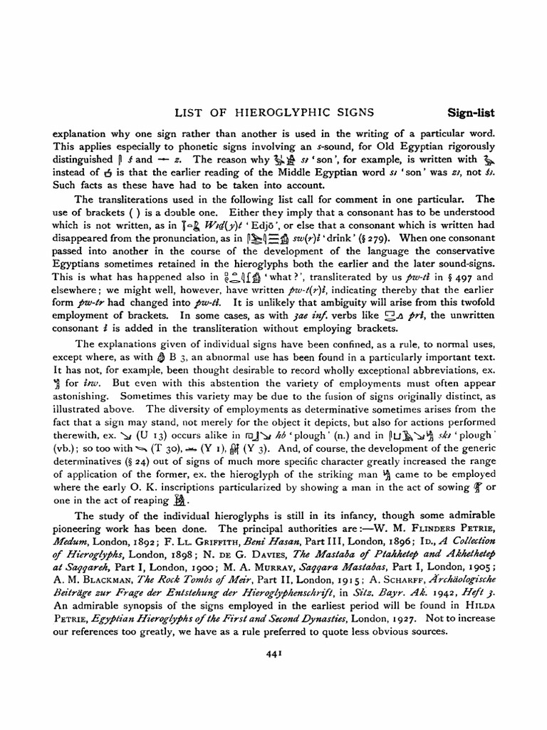 List of Hieroglyphs From Gardiner Egyptian Grammar | PDF | Linguistics ...