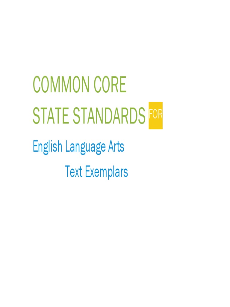 Common Core "State" Standards English Language Arts Exemplars | PDF ...