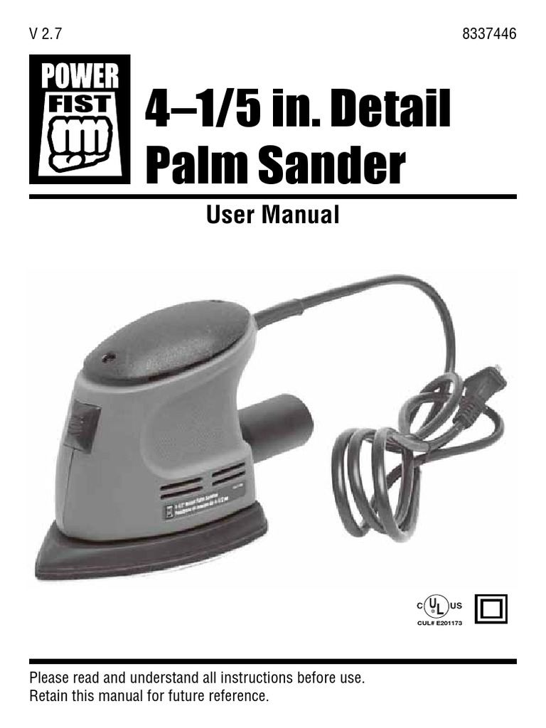 Palm Sander User Manual | PDF | Paper | Safety