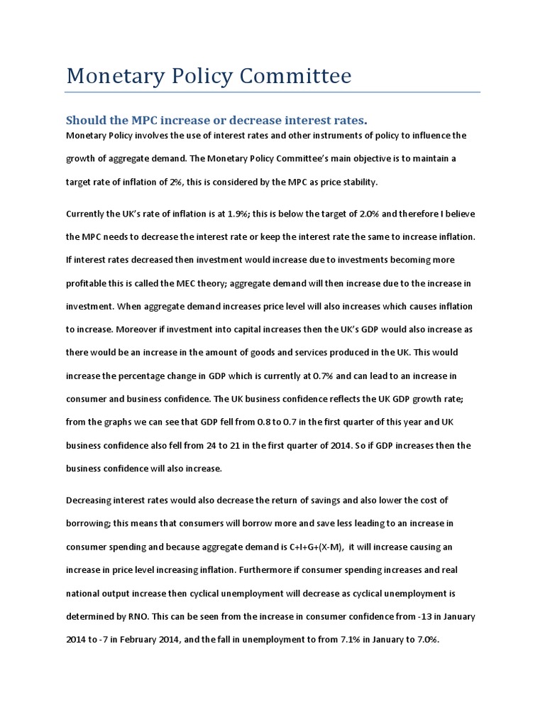 MPC Interest Rate Decision Analysis | PDF | Inflation | Monetary Policy