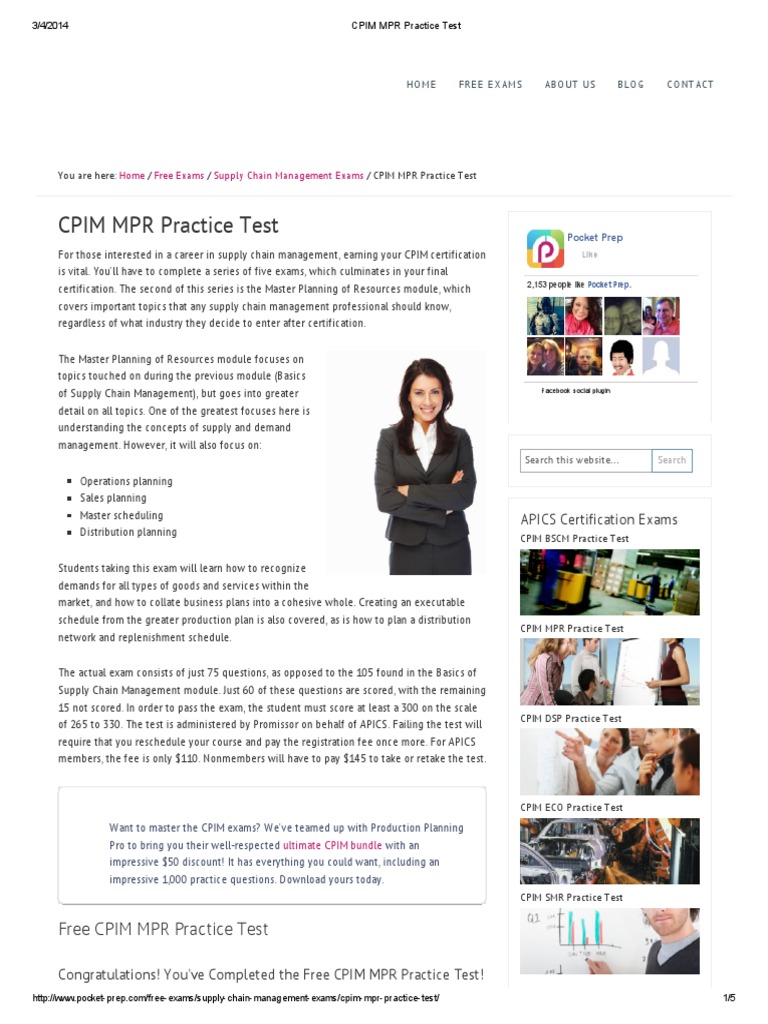 CPIM MPR Practice Test 15 Questions | PDF | Supply Chain Management ...