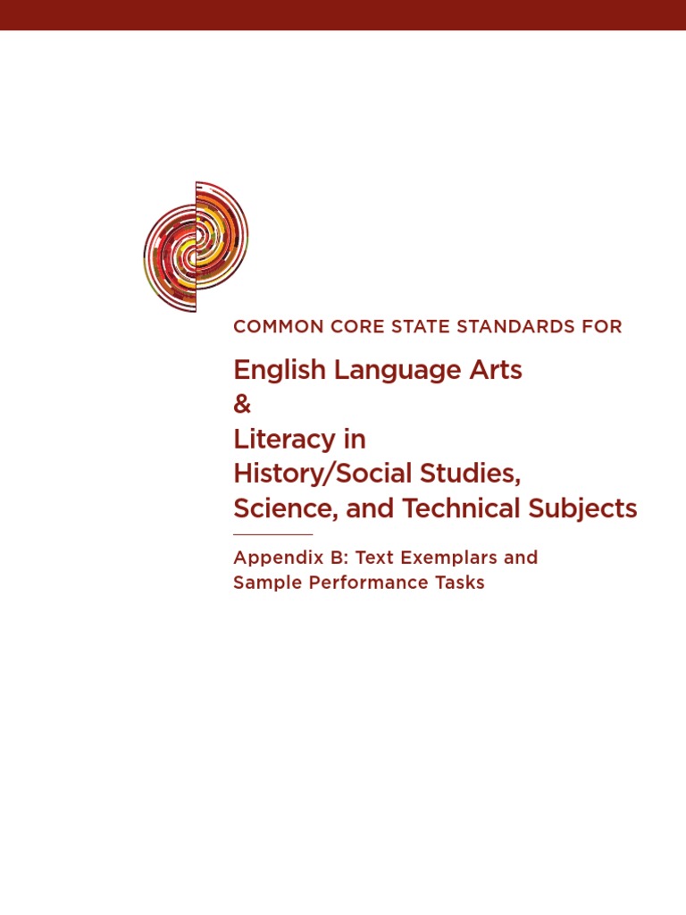 Common Core English Language Arts Appendix B Text Exemplars and Sample ...