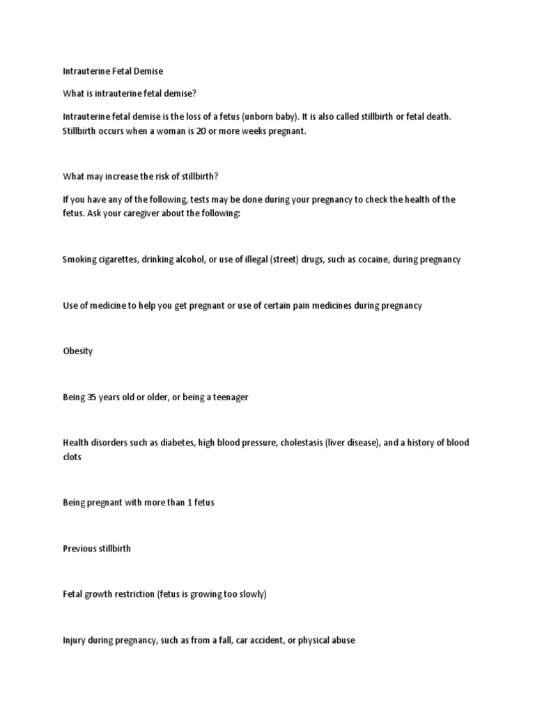 Intrauterine Fetal Demise | PDF | Fetus | Placenta