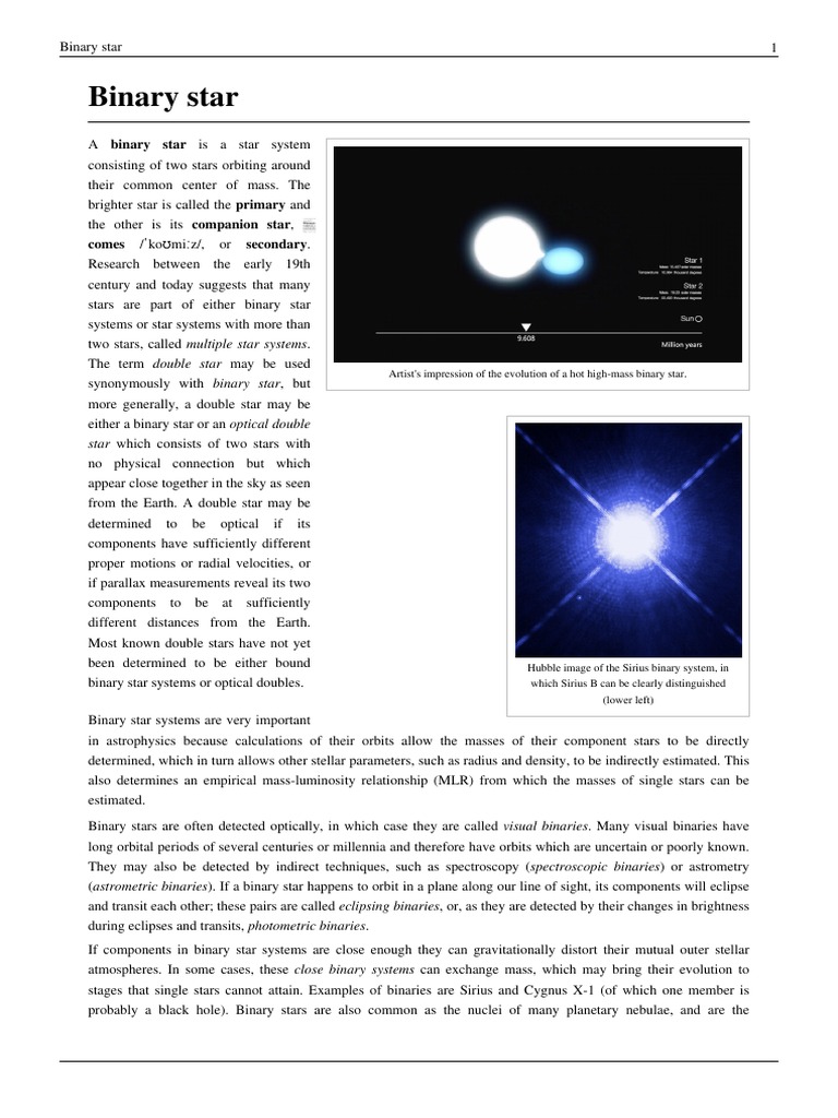 Binary Star | PDF | Stars | Astronomy