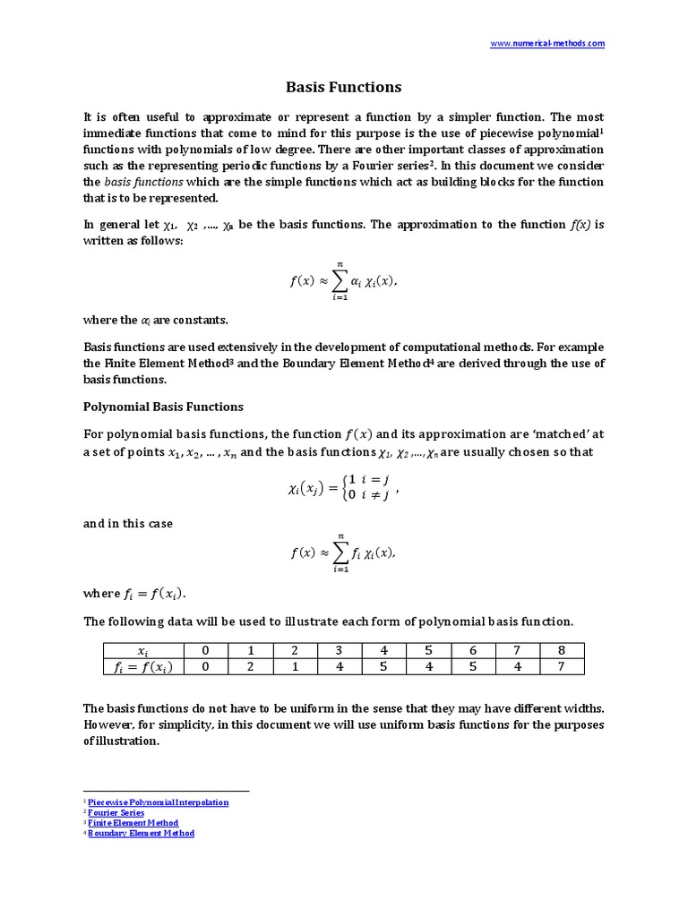 Basis Functions | Basis (Linear Algebra) | Function (Mathematics)