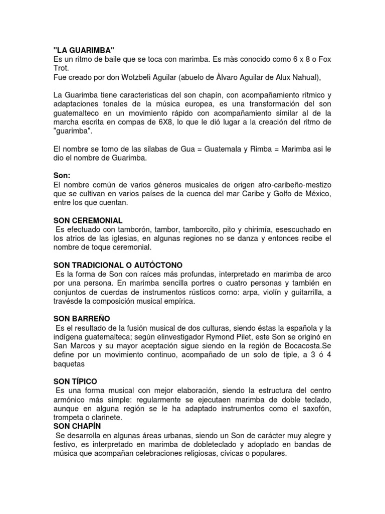 La Guarimba: Ritmo y Significado Guatemalteco | PDF | Guatemala | Ritmo