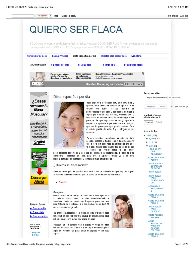 QUIERO SER FLACA: Dieta Específica Por Día | PDF | Dieta | ensalada
