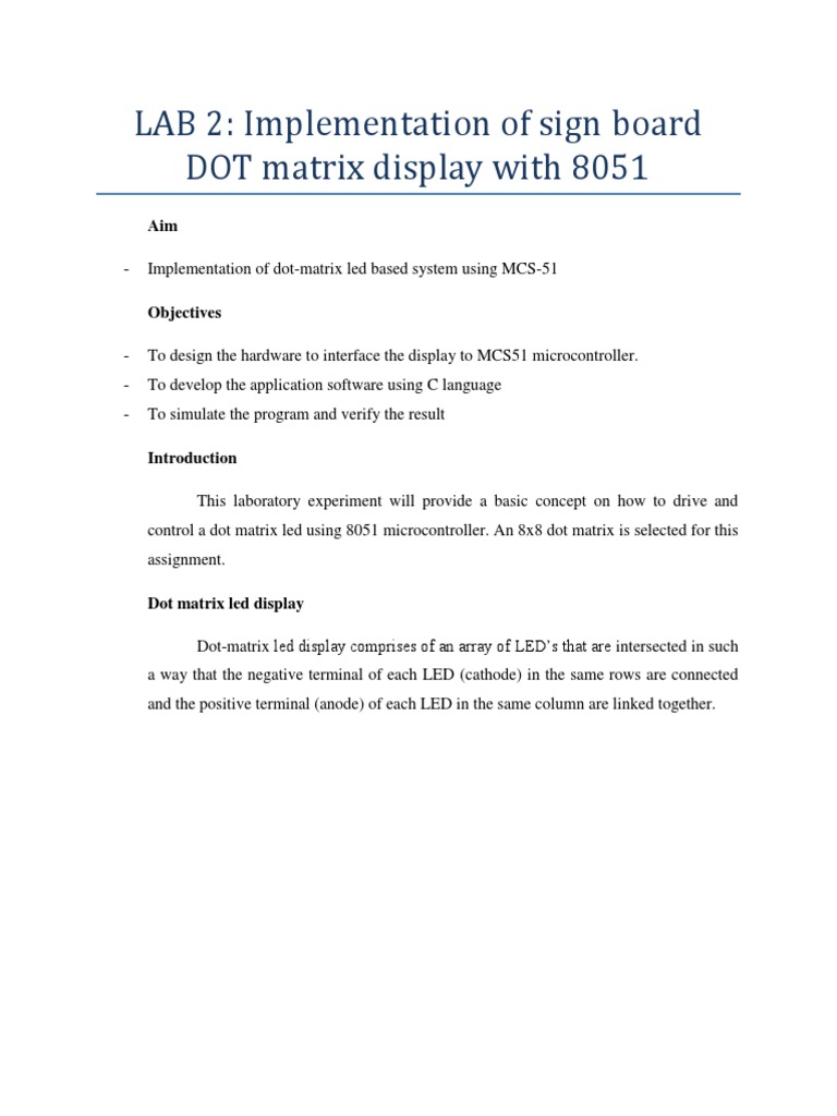 Implementation of Sign Board DOT Matrix Display With 8051 | PDF ...