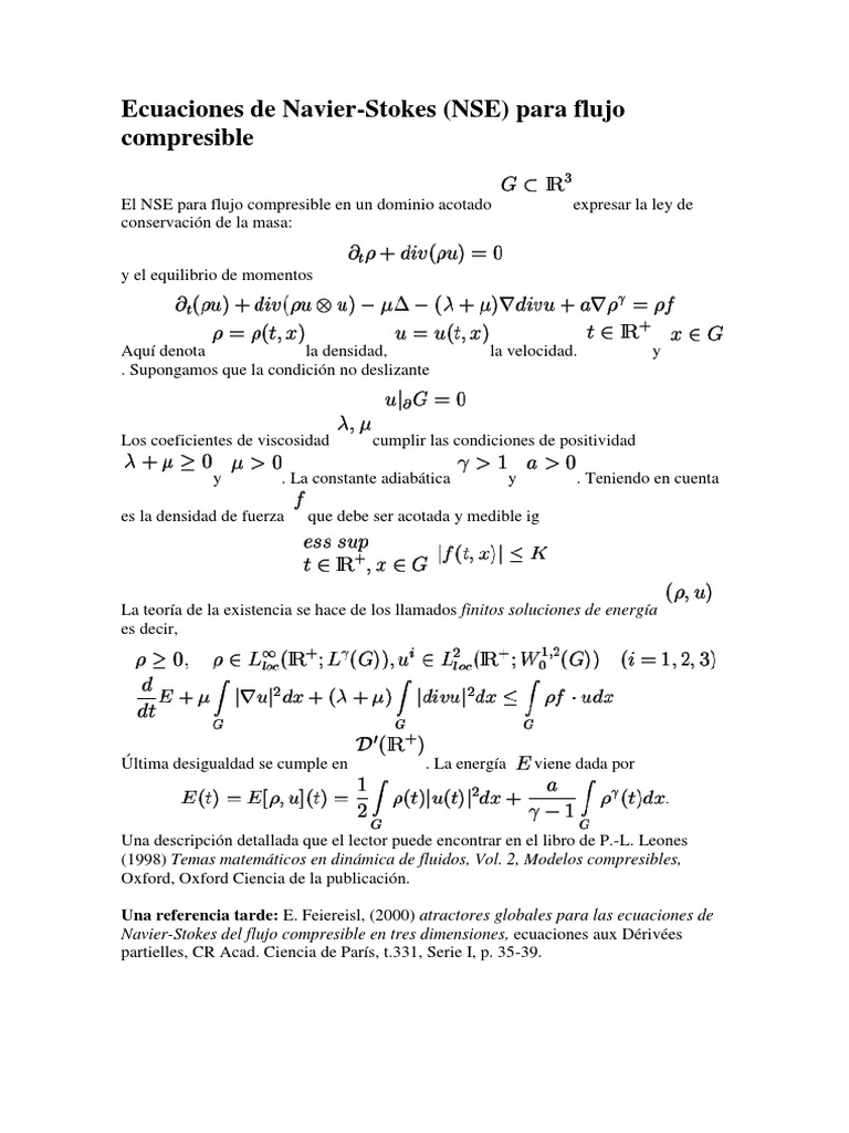 Ecuaciones de Navier-Stokes | PDF | Ecuaciones de Navier-Stokes | Flujo ...