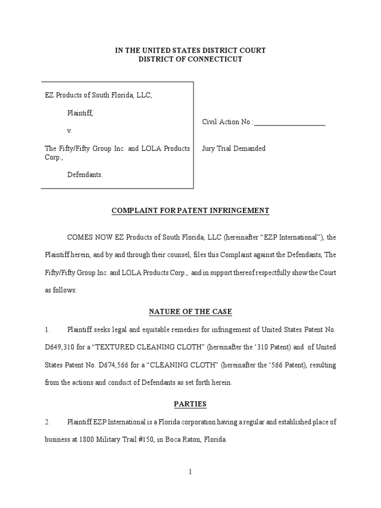 EZ Products of South Florida v. Fifty/Fifty Group Et. Al. | PDF ...