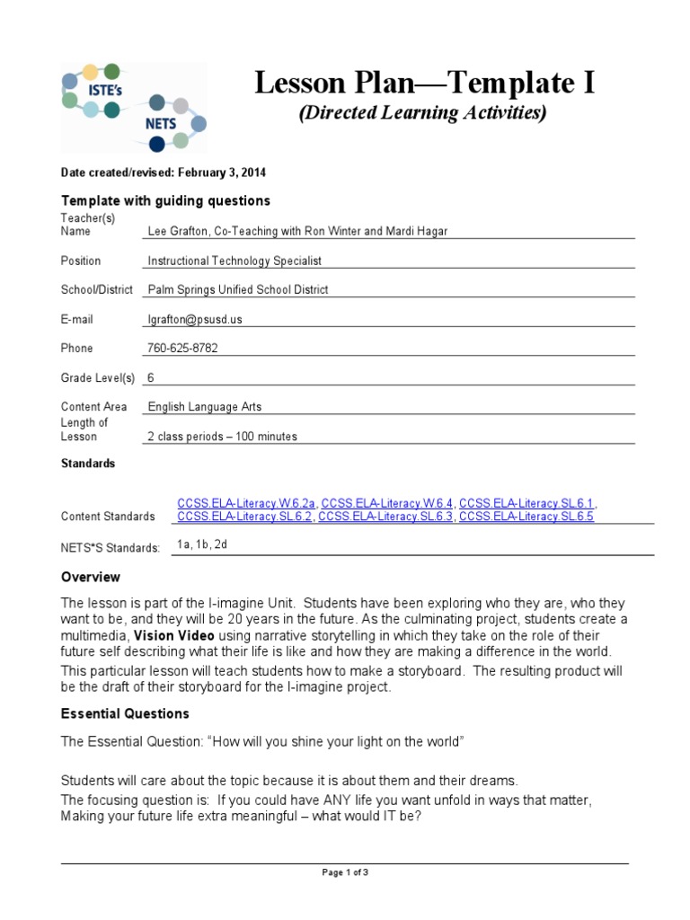 Lesson Plan Template 1-1 | PDF | Communication