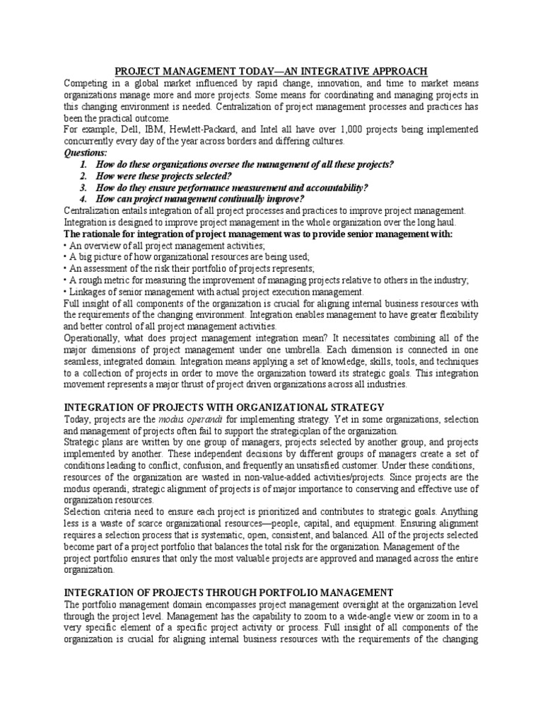 Project Management An Integrated Approach Download Free Pdf Project