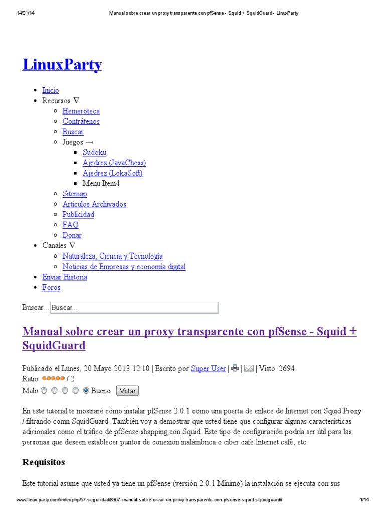 Manual Sobre Crear Un Proxy Transparente Con PfSense - Squid + SquidGuard - LinuxParty | PDF ...
