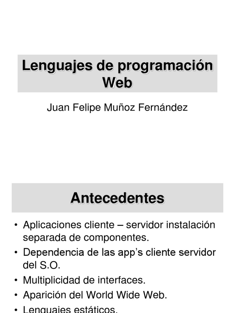 Lenguajes de Programacion Web | PDF | Páginas del servidor Java | Php