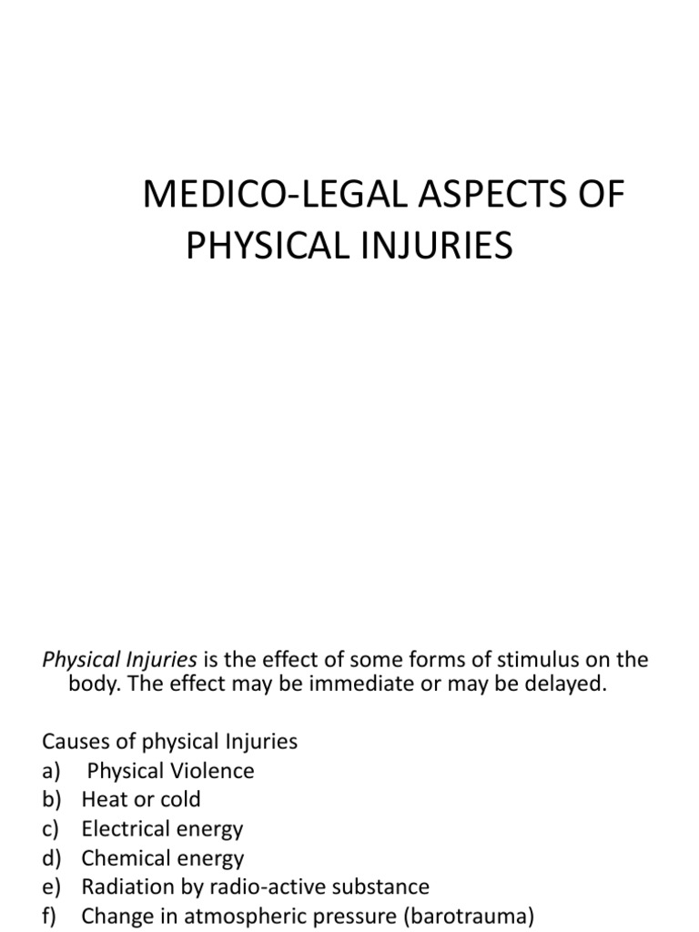 Medico-Legal Aspects of Physical Injuries | PDF