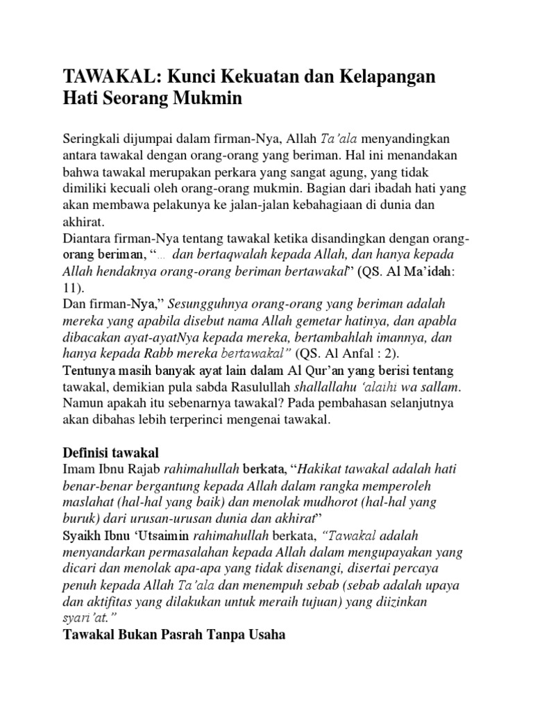 Tawakal | PDF